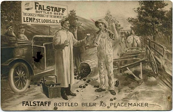 Item #76201 1909 Falstaff Bottle Beer as a Peacemaker Post Card