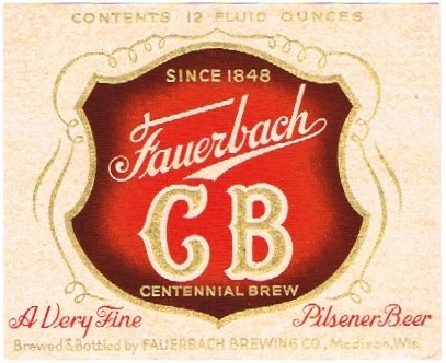 Item #3014 1955 Fauerbach CB Beer Label WI241-