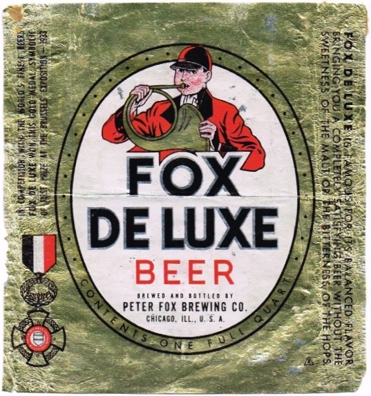 Item #75405 1950 Fox De Luxe Beer Label