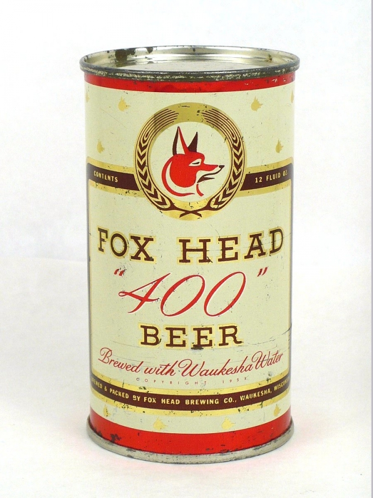 Item #88450 1954 Fox Head "400" Beer Flat Top Can 66-09.3a