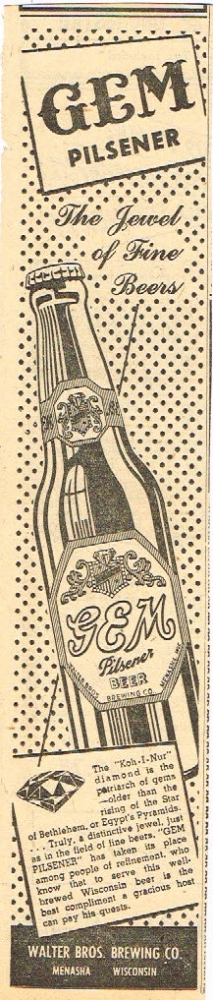 Item #77457 1948 Gem Pilsener Beer Paper Ad