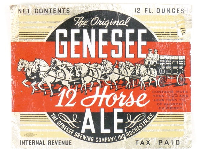 Item #61068 1947 Genesee 12 Horse Ale Label