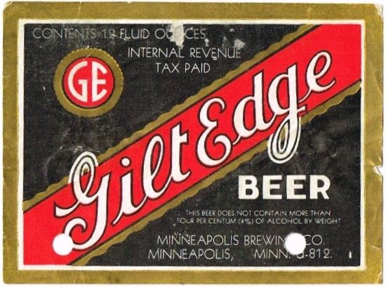Item #75481 1936 Gilt Edge Beer Label CS91-21