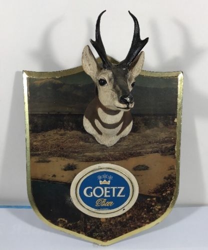 Item #30789 1961 Goetz Beer Trophy-Style Sign