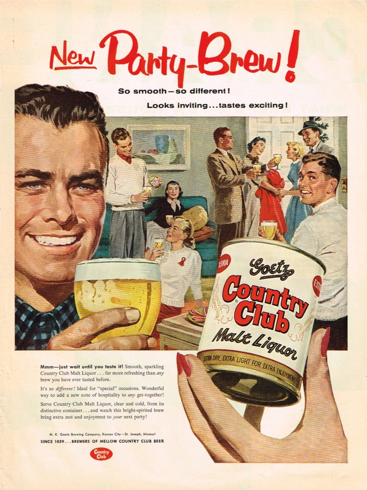 Item #14759 1955 Goetz Country Club Malt Liquor Paper Ad