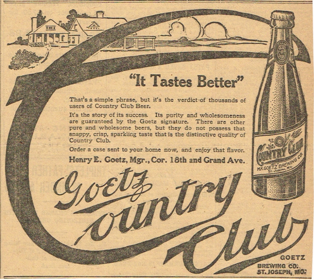 Item #79680 1908 Goetz Country Club Paper Ad