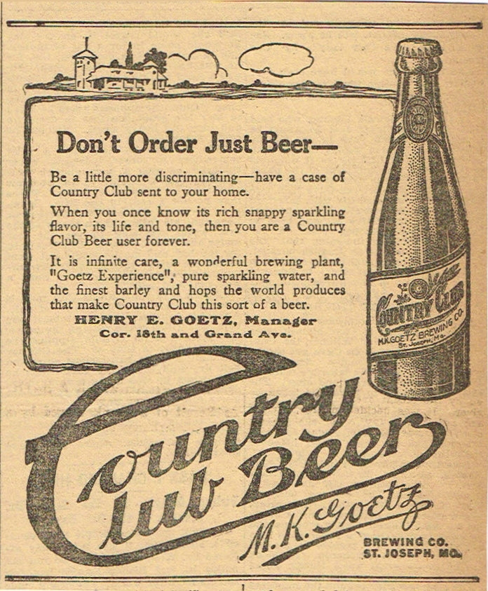 Item #79682 1908 Goetz Country Club Paper Ad