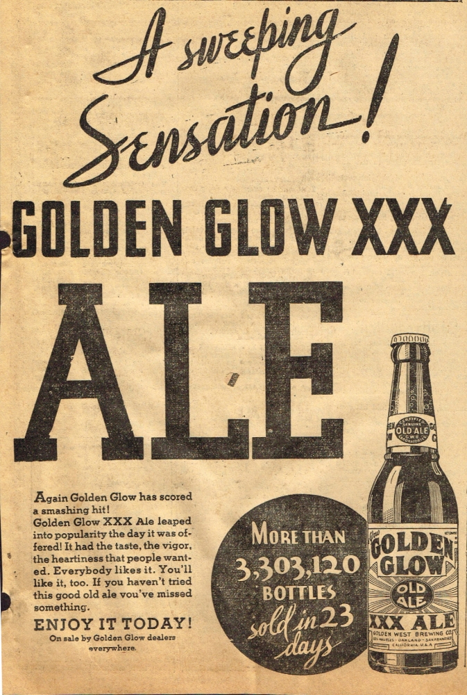 Item #75311 1934 Golden Glow Ale Paper Ad