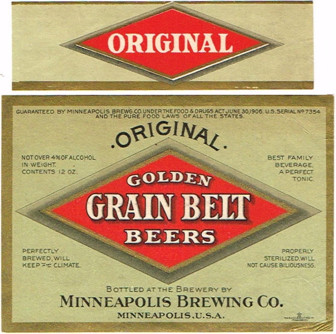 Item #86421 1905 Golden Grain Belt Original Beer Label CS90-10V