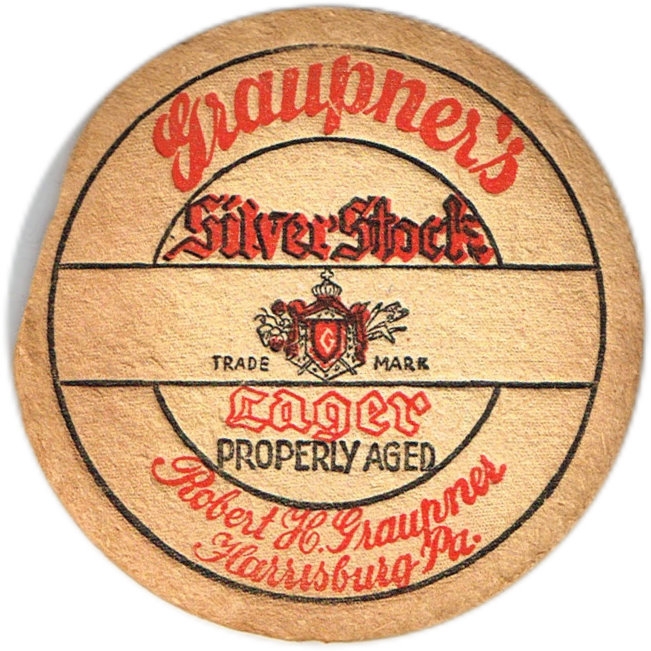 Item #29295 1933 Graupner's Silver Stock Lager Coaster PA-GRAU-5