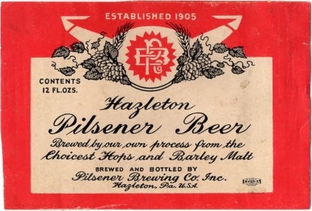 Item #71623 1950 Hazleton Pilsener Beer Label PA38-05V