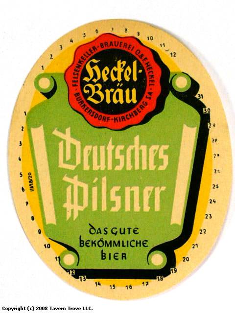 Item #45145 1955 Heckel-Bräu Deutsches Pilsner Label