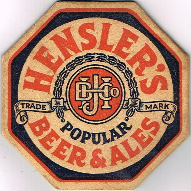 Item #2157 1945 Hensler's Beer/Ale Coaster NJ-HEN-2A
