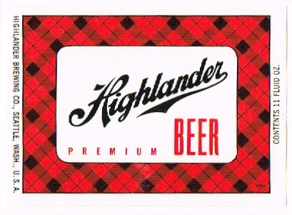 Item #64716 1965 Highlander Premium Beer Label