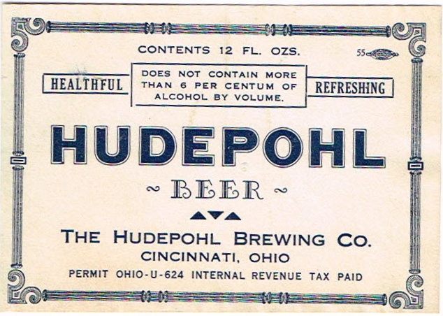Item #89114 1933 Hudepohl Beer Label OH26-21