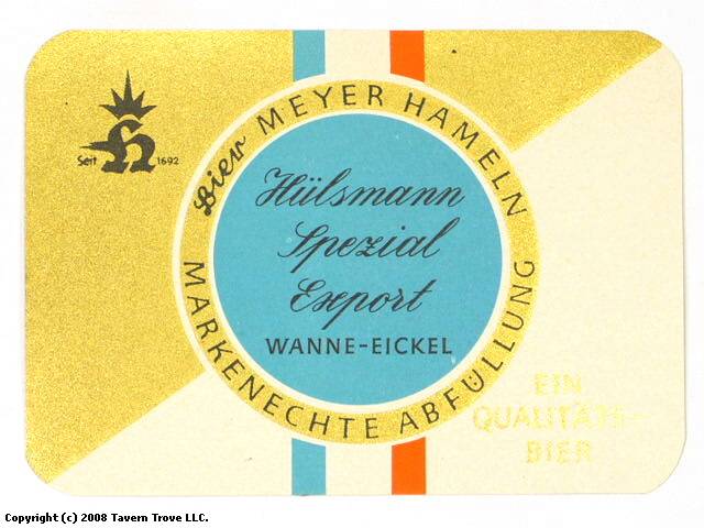 Item #46973 1962 Hülsmann Spezial Export Label