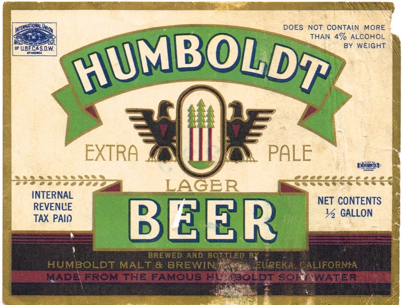 Item #73041 1935 Humboldt Beer Label WS6-02V