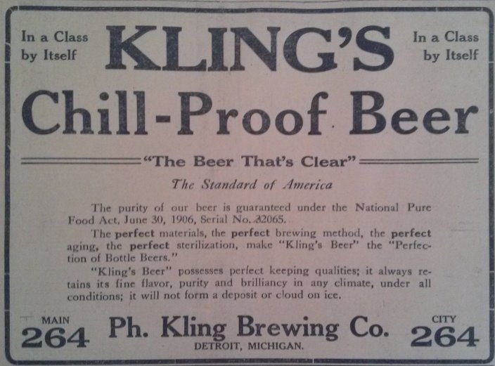 Item #86277 1910 Kling's Chill-Proof Beer Paper Ad