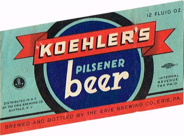 Item #82152 1942 Koehler's Pilsener Beer Label PA33-03
