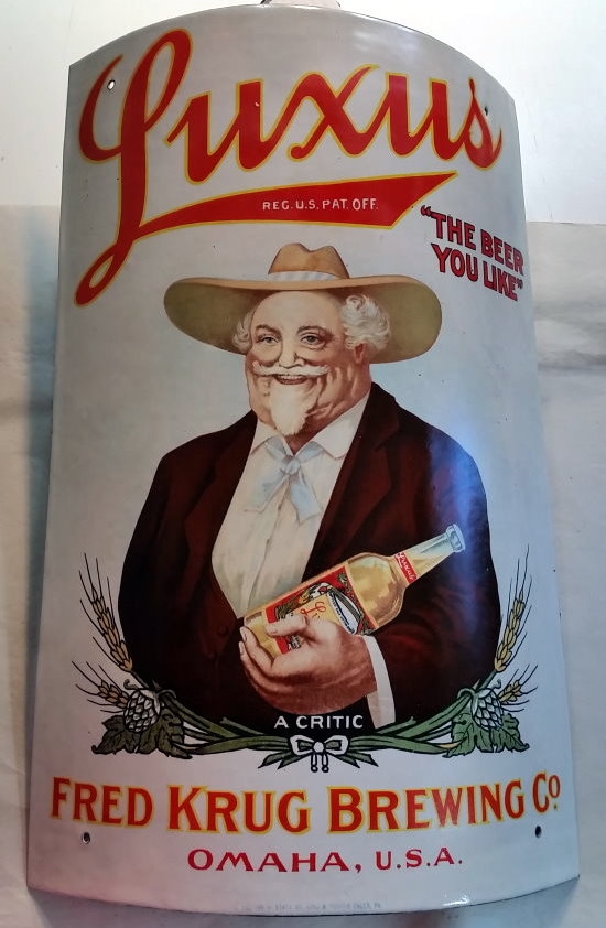 Item #87120 1910 Luxus Beer porcelain corner sign Corner Sign