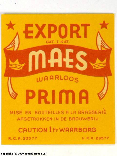 Item #48577 1957 Maes Export Prima Label