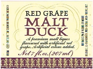 Item #68407 1977 Malt Duck Red Grape Malt Liquor Label