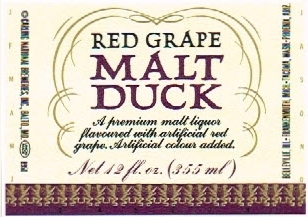 Item #68410 1977 Malt Duck Red Grape Malt Liquor Label
