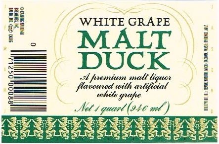 Item #68422 1977 Malt Duck White Grape Malt Liquor Label