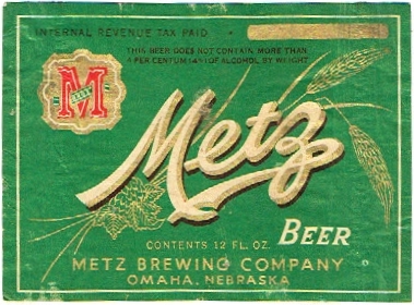 Item #4583 1942 Metz Beer Label WS87-5