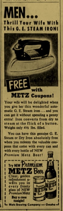 Item #2677 1954 Metz Premium Beer Paper Ad