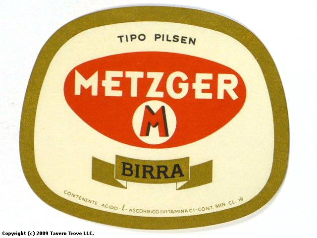 Item #49480 1963 Metzger Typo Pilsen Label