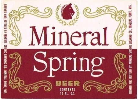 Item #3037 1950 Mineral Spring Beer Label WI352