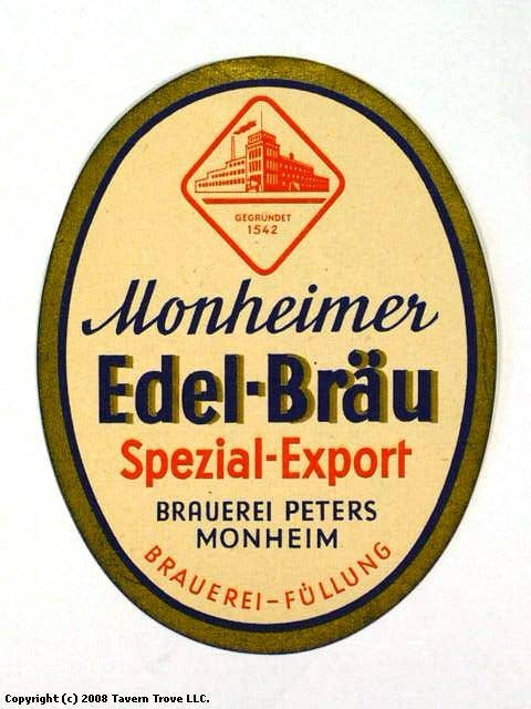 Item #43890 1954 Monheimer Edel-Bräu Spezial Export Label