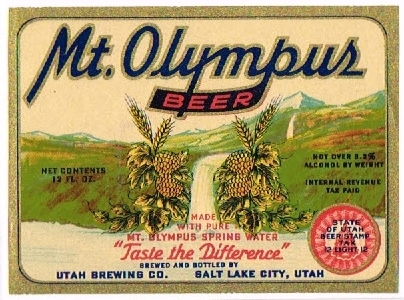 Item #64663 1938 Mt. Olympus Beer Label