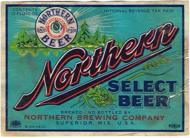 Item #78976 1938 Northern Select Beer Label WI480-07v1