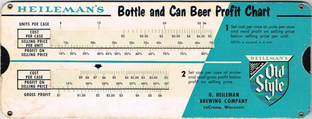 Item #89721 1958 Old Style Lager Beer Profit Chart Thing