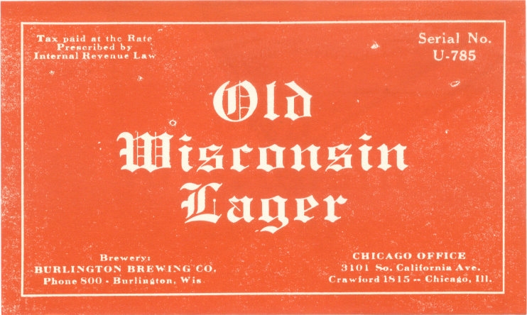 Item #87231 1933 Old Wisconsin Lager Beer Label WI47-20V