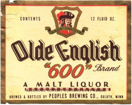 Item #77183 1950 Olde English "600" Malt Liquor Label