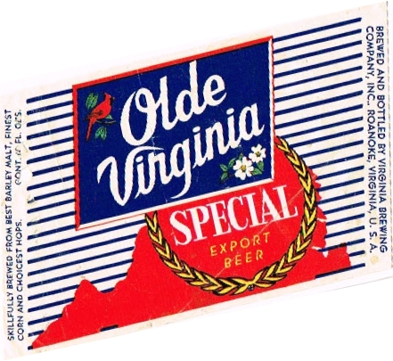 Item #64707 1954 Olde Virginia Special Export Beer Label