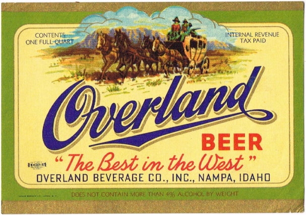 Item #74377 1938 Overland Beer Label WS69-24
