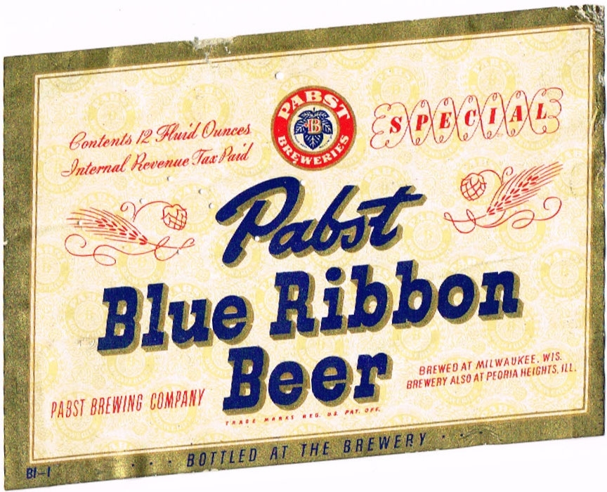Item #8569 1944 Pabst Blue Ribbon Beer Label WI286-114