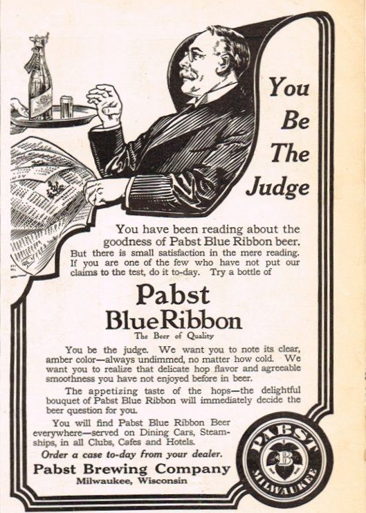 Item #75582 1910 Pabst Blue Ribbon Beer Paper Ad