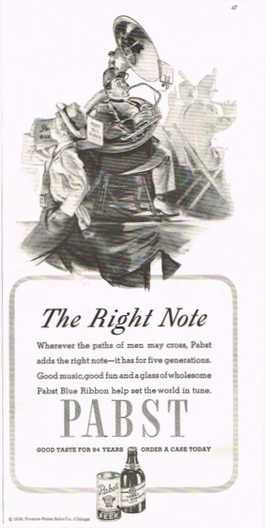 Item #75753 1938 Pabst Blue Ribbon Beer Paper Ad