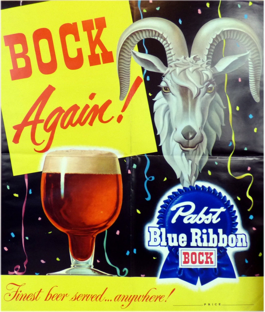 Item #27860 1954 Pabst Blue Ribbon Bock Beer Sign