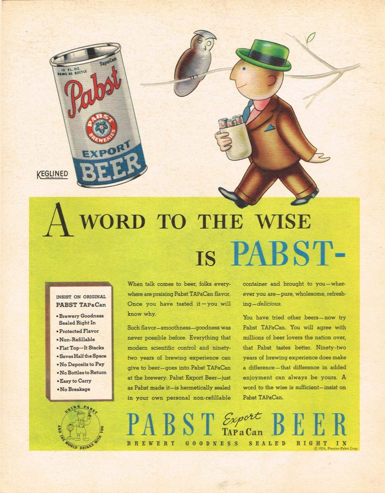 Item #79283 1936 Pabst Export Paper Ad