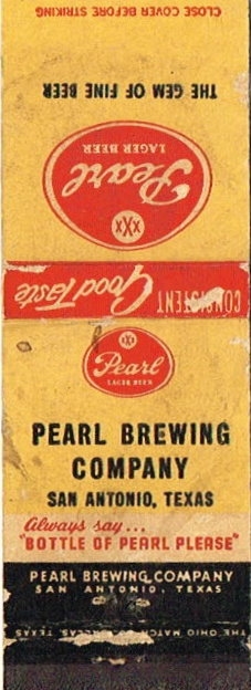 Item #24406 1959 Pearl Lager Beer (10 of 10) Matchcover TX-PEARL-5-10
