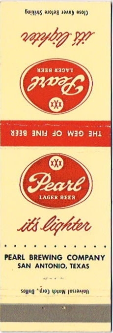 Item #24383 1960 Pearl Lager Beer L (2 of 10) Matchcover TX-PEARL-6-2