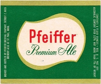 Item #71965 1962 Pfeiffer Premium Ale Label