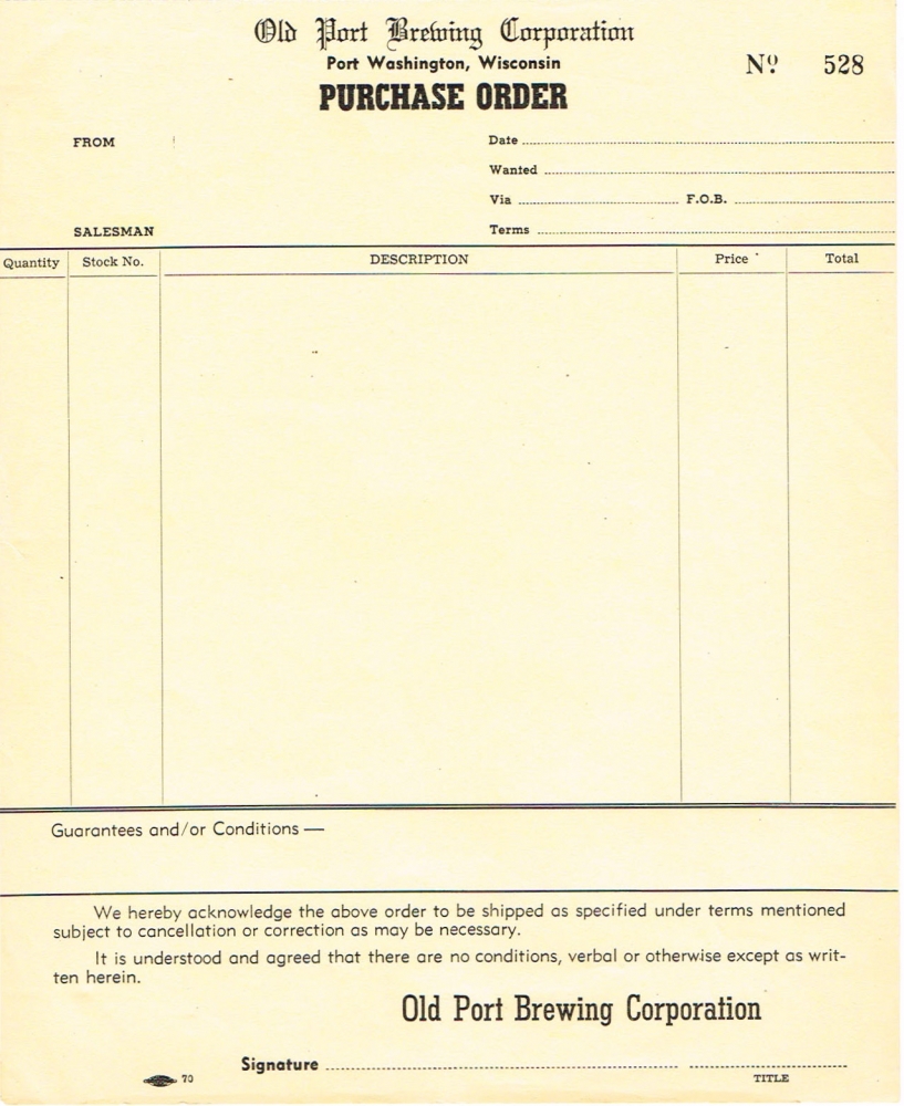 Item #87859 1940 Purchase Order Sheet Letterhead