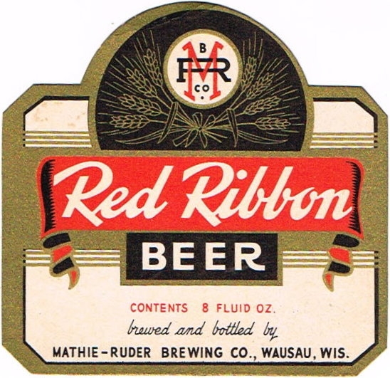 Item #30068 1950 Red Ribbon Beer Label WI521-25